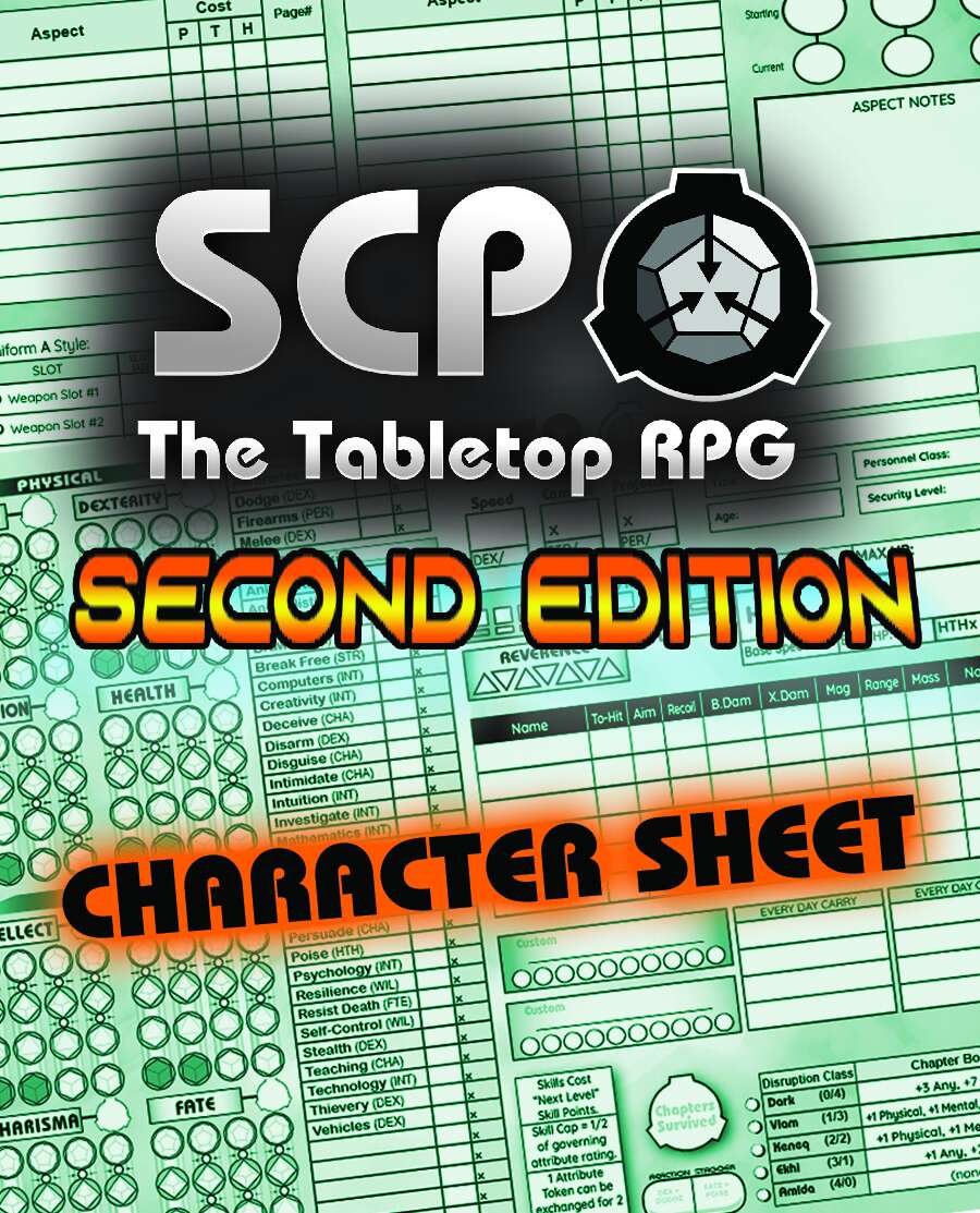 SCP.2e Character Sheet - 26 Letter Publishing | SCP The TTRPG 2nd edition | DriveThruRPG