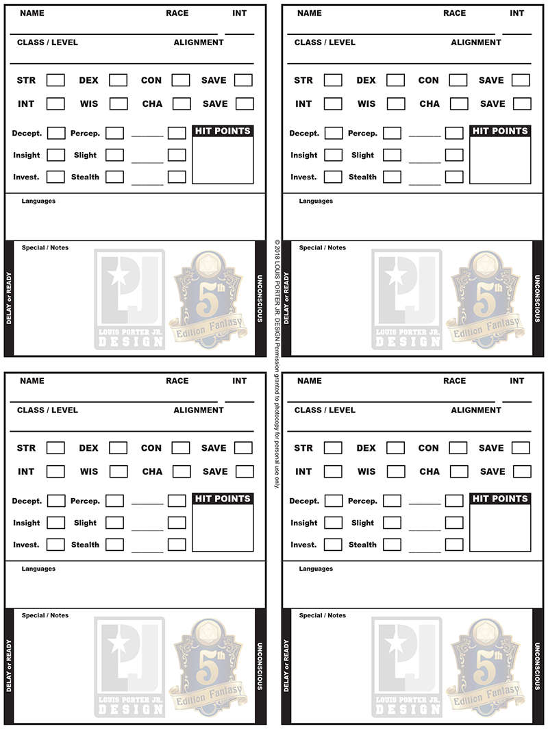 Initiative Cards: 5E - LPJ Design | 5th Edition | DriveThruRPG