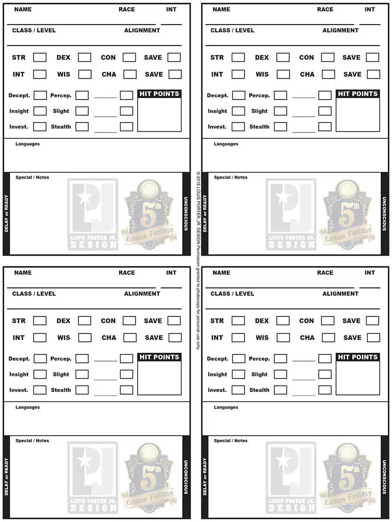 Initiative Cards: 5E - LPJ Design | 5th Edition | DriveThruRPG