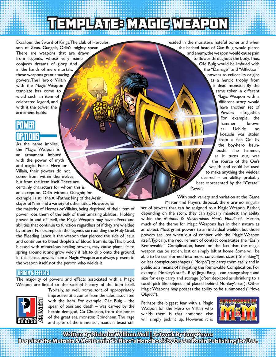 Template: Magic Weapon (Super-Powered by M&M) - LPJ Design | Amazing ...