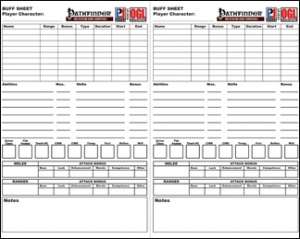 Buff Sheet (PFRPG) - LPJ Design | Pathfinder Roleplaying Game Licensed ...