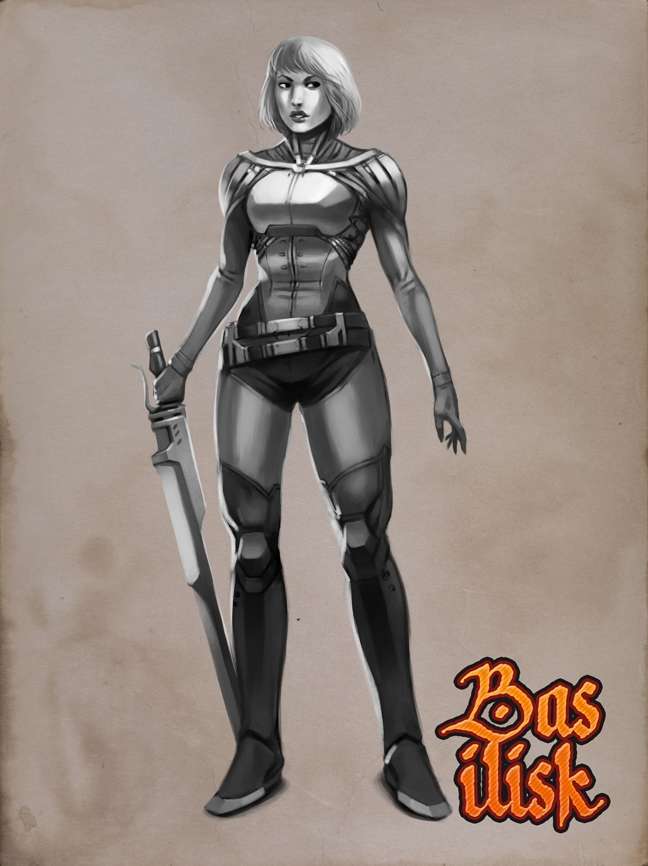 Scifi female melee fighter character. - Basilisk Art | DriveThruRPG
