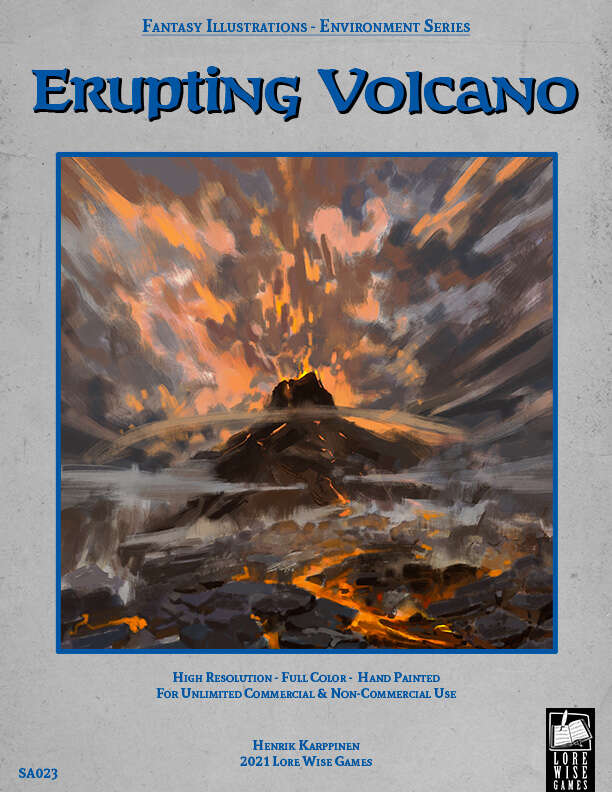 Fantasy Art - Erupting Volcano - Lore Wise Games | Fantasy Stock Art ...