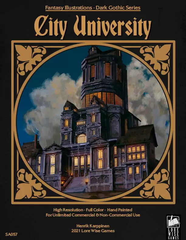 Dark Gothic Art - City University - Lore Wise Games | Fantasy Stock Art ...