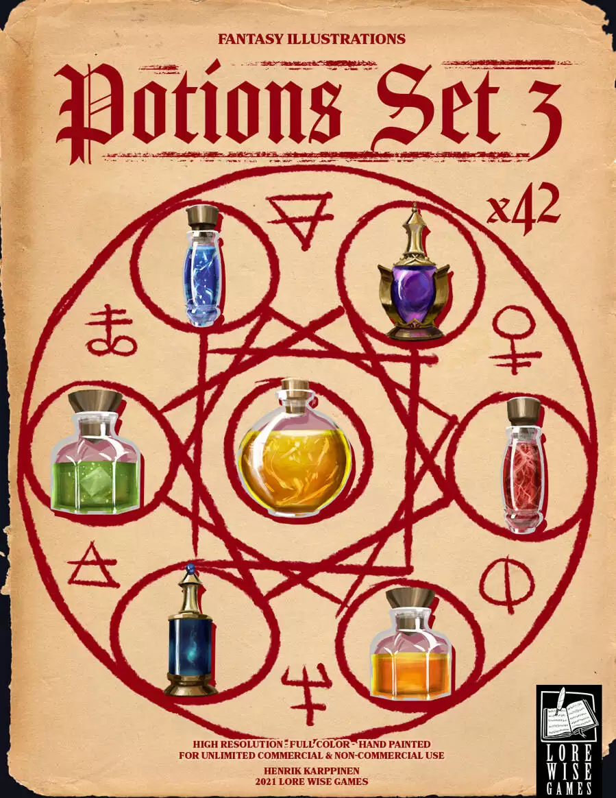 Fantasy Art - Potions Set 3 - Lore Wise Games | Fantasy Stock Art ...