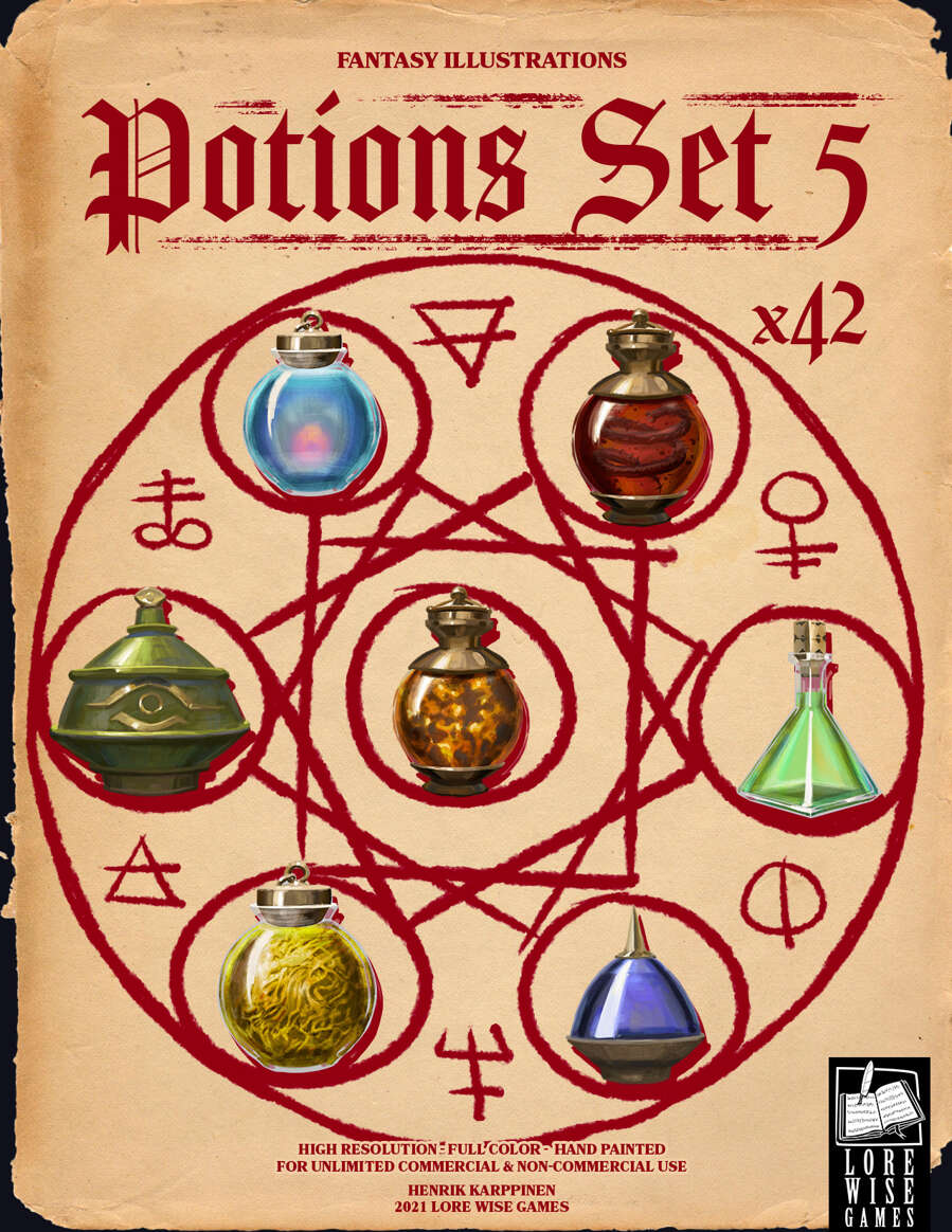 Fantasy Art - Potions Set 5 - Lore Wise Games | Fantasy Stock Art ...