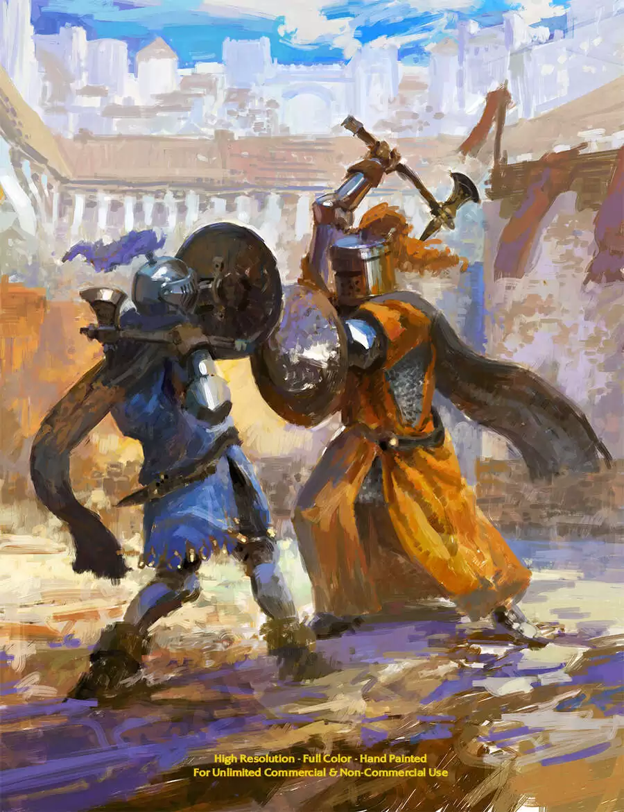 Full Page Art - Knight Duel - Lore Wise Games | Fantasy Stock Art ...