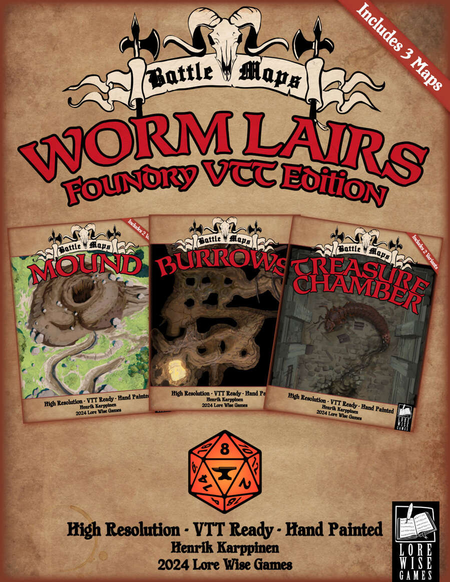Battle Maps: Worm Lairs [Foundry VTT Edition] - Lore Wise Games ...