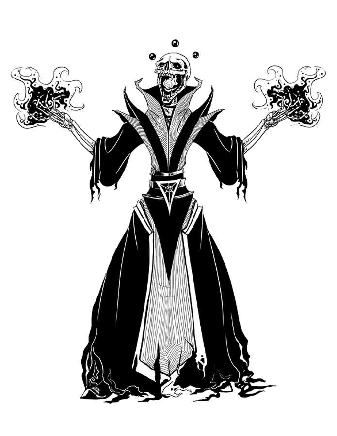 THC Stock Art: Skeletal Mage (BW png) - Tortoise & Hare Creations ...
