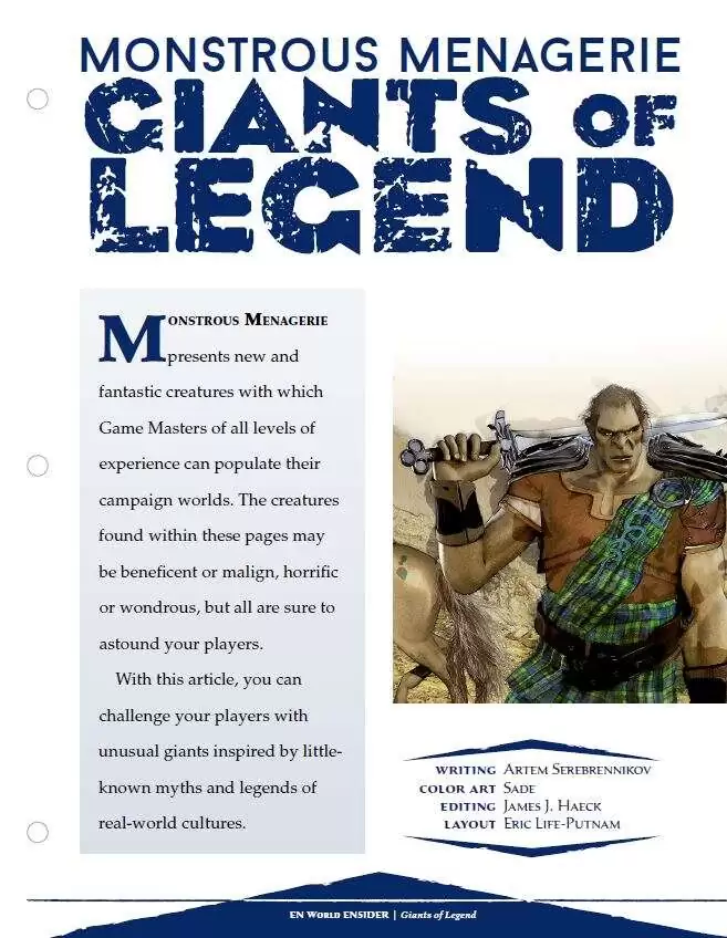 EN5ider #123 - Monstrous Menagerie: Giants of Legend - EN Publishing ...