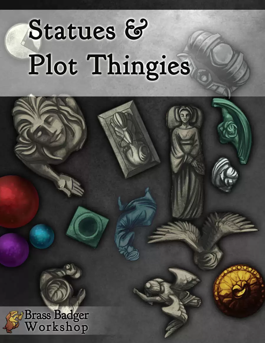 Statues & Plot Thingies - Brass Badger Workshop | DriveThruRPG