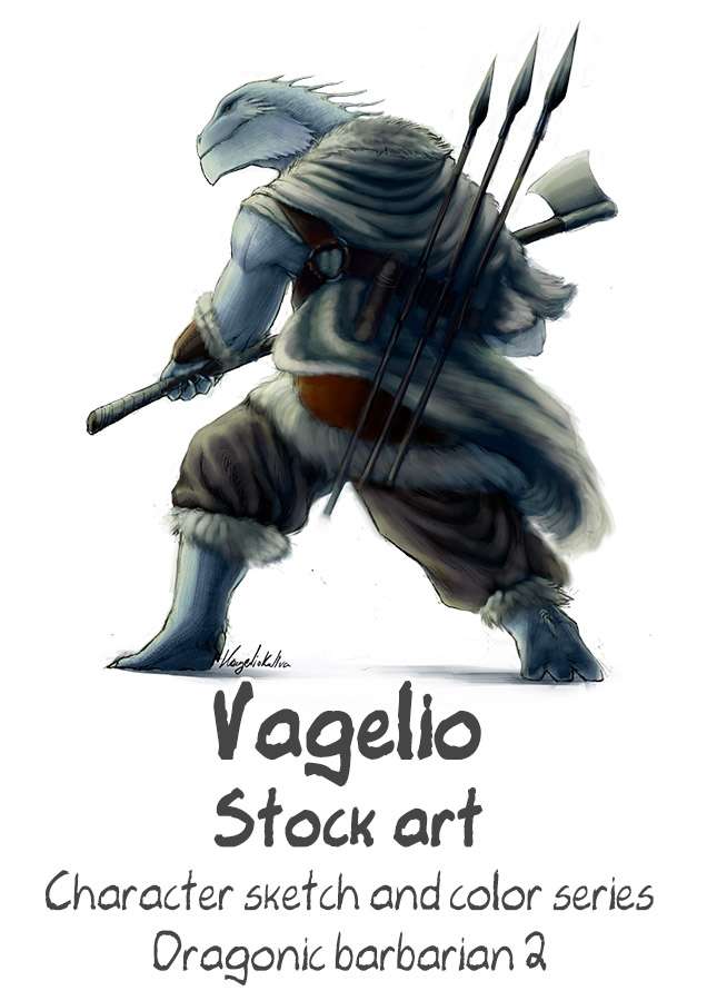 Character stock sketch and color series: Dragonic Barbarian 2 - Vagelio ...