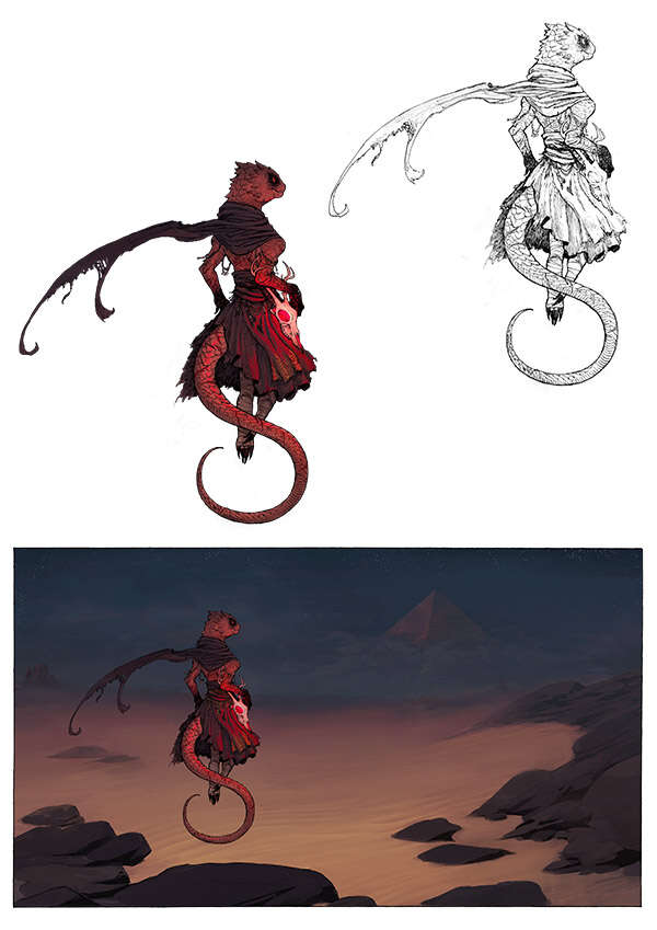 Character stock sketch and color series: Lizardfolk necromancer ...