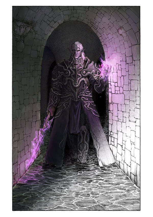Character stock sketch and color series: Dark Elf eldritch knight ...