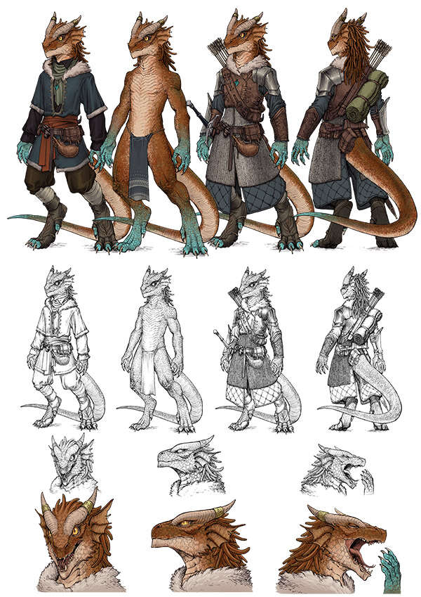 Character stock sketch and color series: Kobold Fighter - Vagelio | Character Lineworks and ...