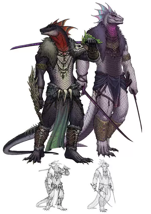 Character Stock Sketch And Color Series Lizardfolk Warriors Vagelio Character Lineworks