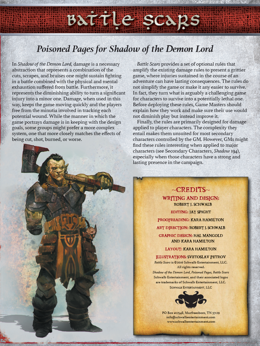 Battle Scars - Schwalb Entertainment | DriveThruRPG