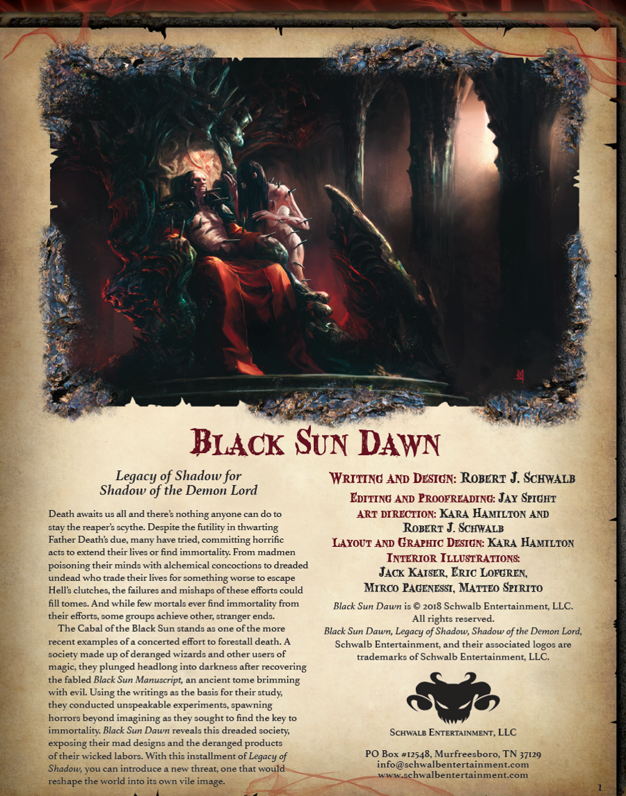 Black Sun Dawn - Schwalb Entertainment | Shadow of the Demon Lord ...