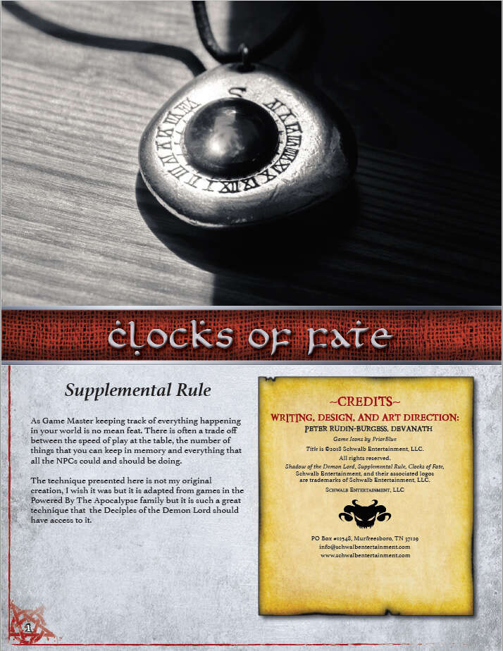 Clocks of Fate - Schwalb Entertainment | Parts Per Million | Disciples ...