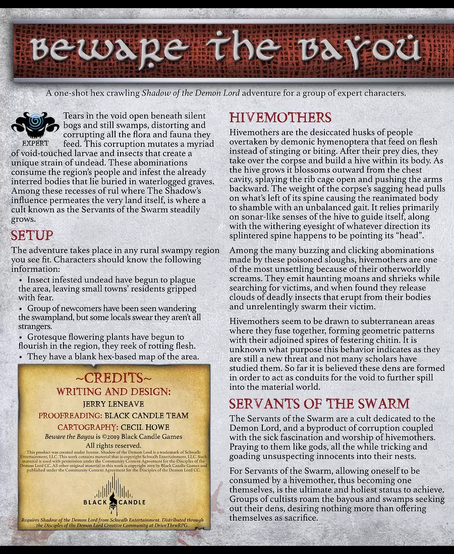 Beware the Bayou - Schwalb Entertainment | Black Candle Games ...