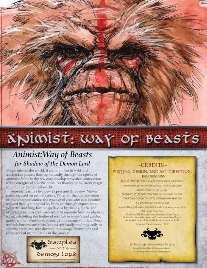 Animist: Way of Beasts - Schwalb Entertainment | Bendjinn | Disciples ...