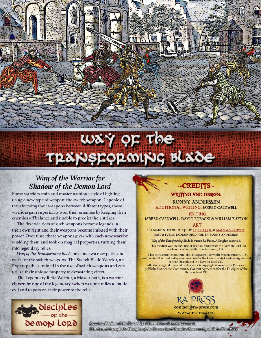 Way of the Transforming Blade - Schwalb Entertainment | Disciples of ...