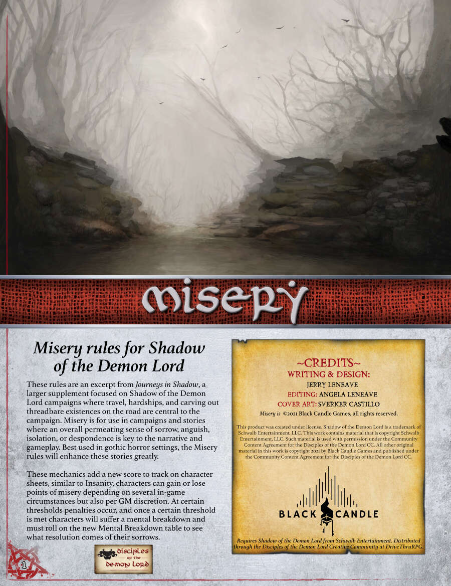 Misery Rules for Shadow of the Demon Lord - Schwalb Entertainment ...
