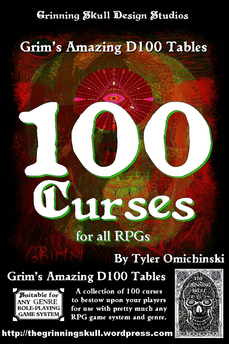 100 Curses for all RPGs - Grinning Skull Studios | Grim's Amazing D100 Tables | DriveThruRPG