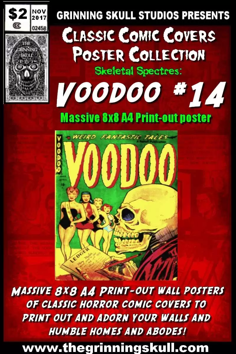 Classic Comic Covers Posters: Skeletal Spectres 8x8: Voodoo #14 ...
