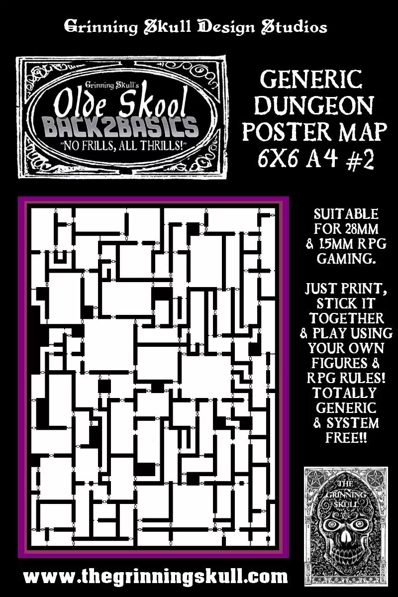 Olde Skool, Back2basics Giant 6x6 A4, Dungeon Poster Map #2 - Grinning ...