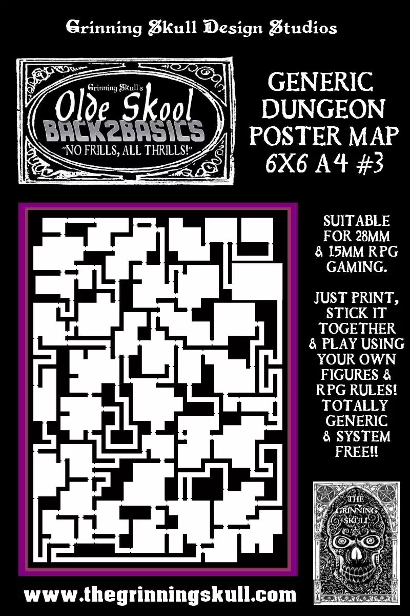 Olde Skool, Back2basics Giant 6x6 A4, Dungeon Poster Map #3 - Grinning ...