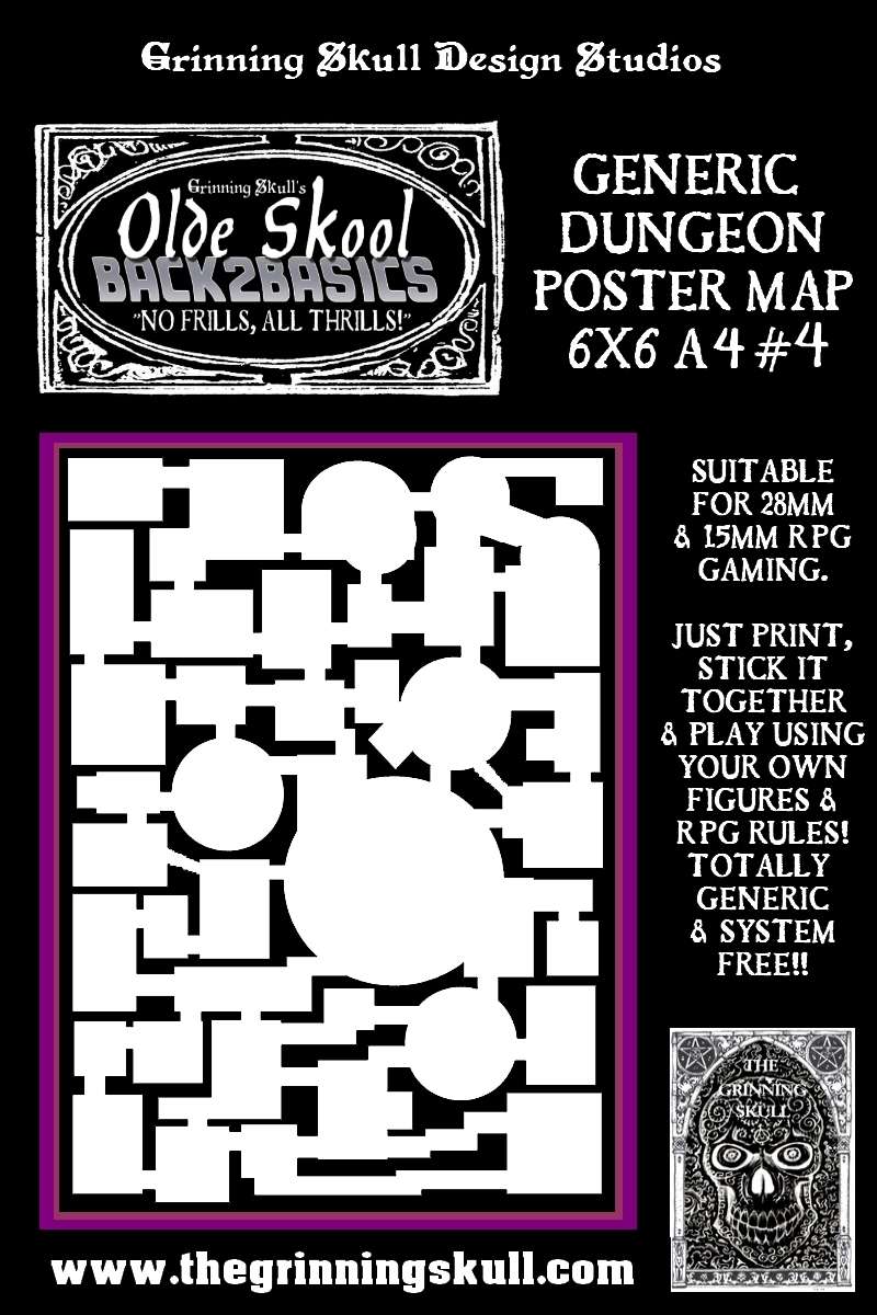 Olde Skool, Back2basics Giant 6x6 A4, Dungeon Poster Map #4 - Grinning ...