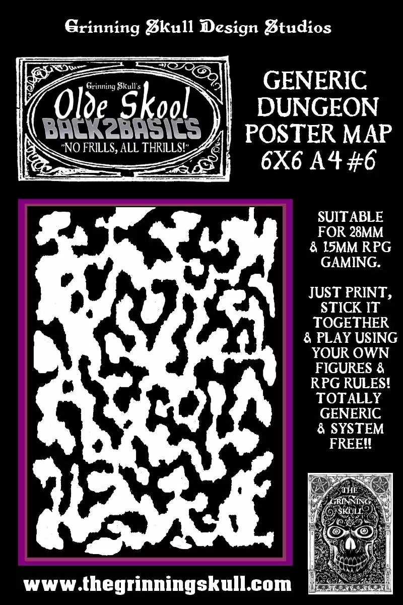 Olde Skool, Back2basics Giant 6x6 A4, Dungeon Poster Map #6 - Grinning ...