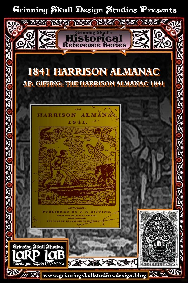 LARP LAB Historical Reference: 1841 Harrison Almanac - Grinning Skull ...