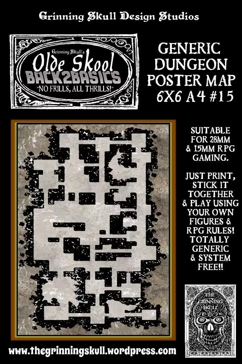 Olde Skool, Back2basics Giant 6x6 A4, Dungeon Poster Map #15 - Grinning ...