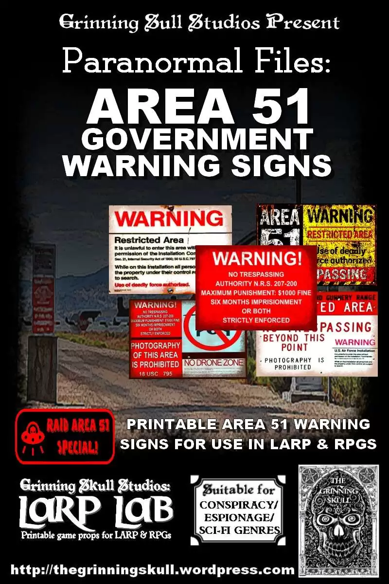 LARP LAB: Paranormal Files: AREA 51 Government Warning Posters ...