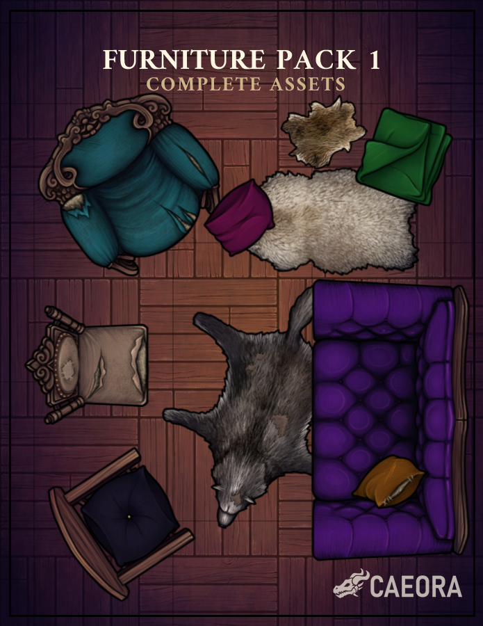 Furniture Pack 1 Complete - Caeora | Token Packs | DriveThruRPG