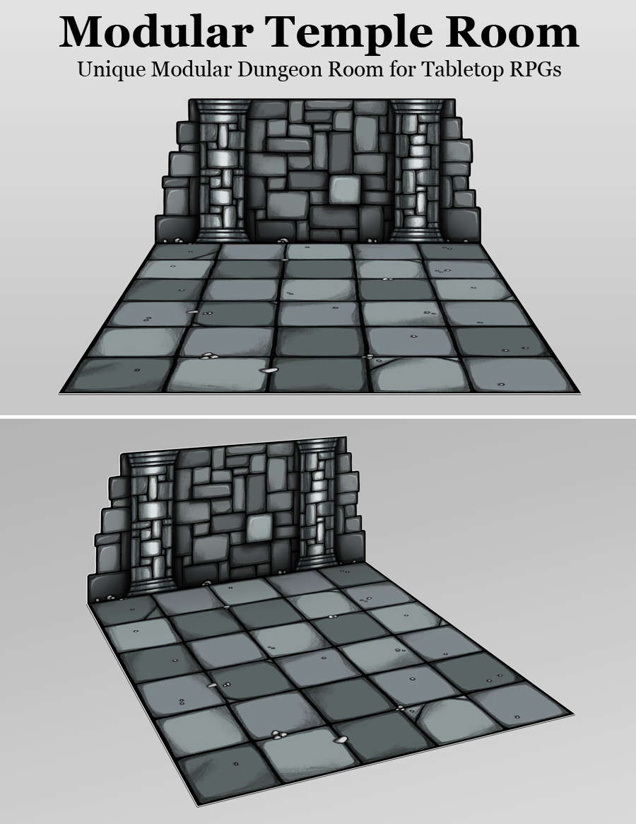 Temple Room | Unique Modular Dungeon Tile - RPG Blacksmith | DriveThruRPG