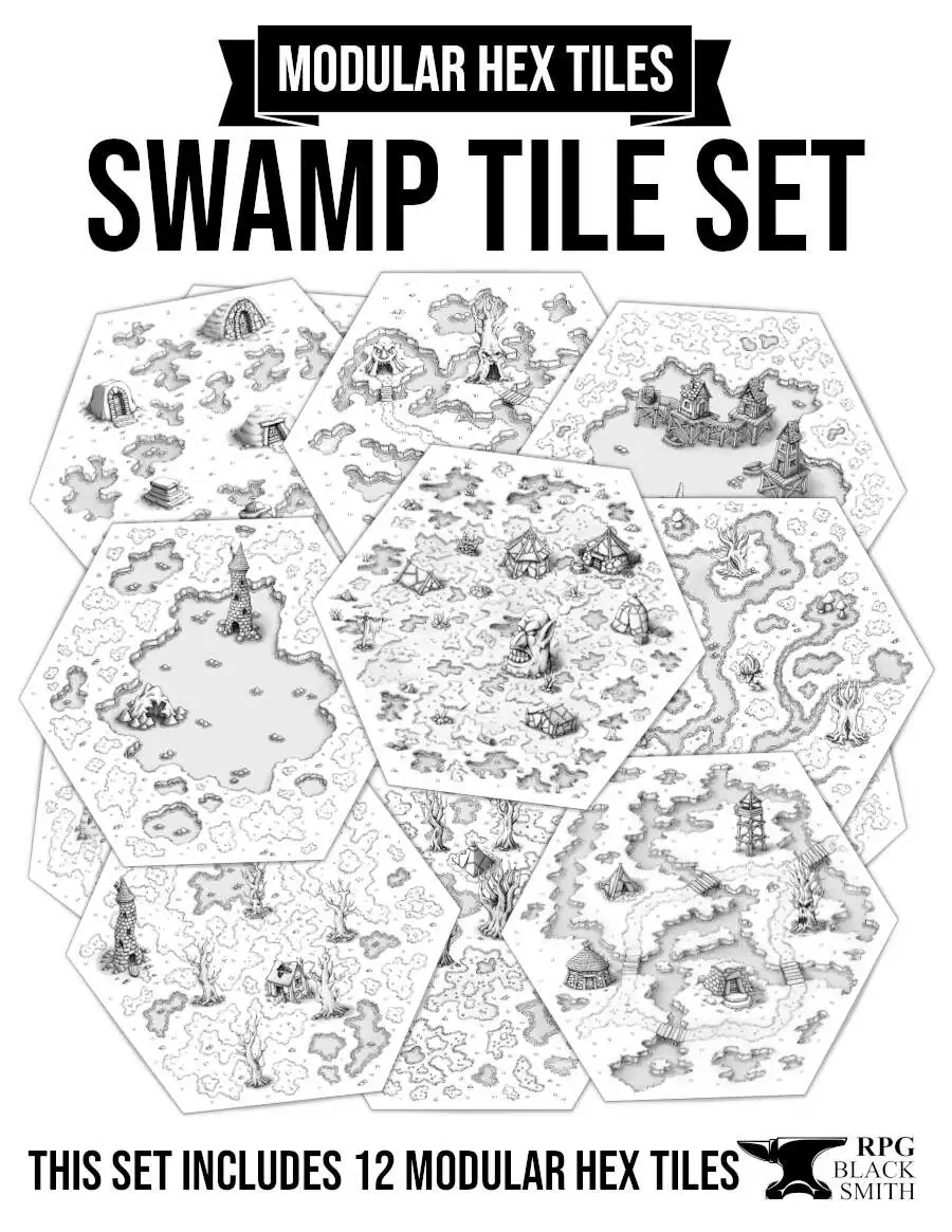 Swamp & Marsh Hex Tiles for tabletop role-playing games - RPG ...