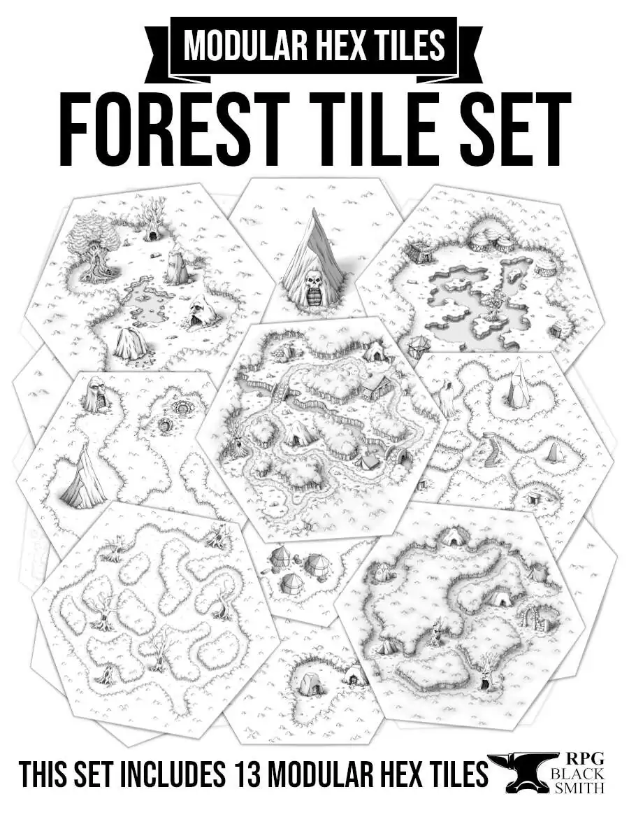 Forest Hex Tiles for tabletop role-playing games - RPG Blacksmith ...
