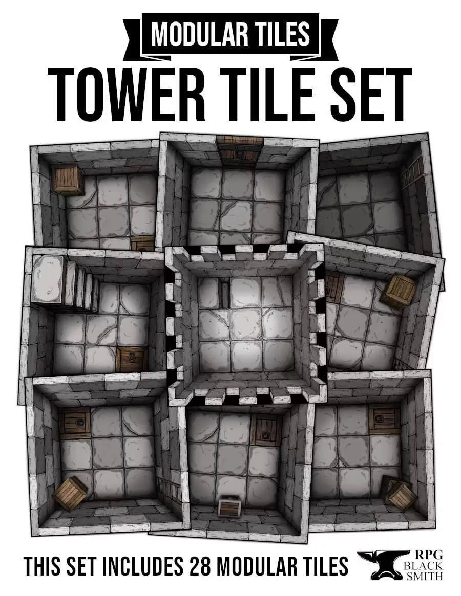 Tower Tile Set for tabletop role-playing games - RPG Blacksmith ...