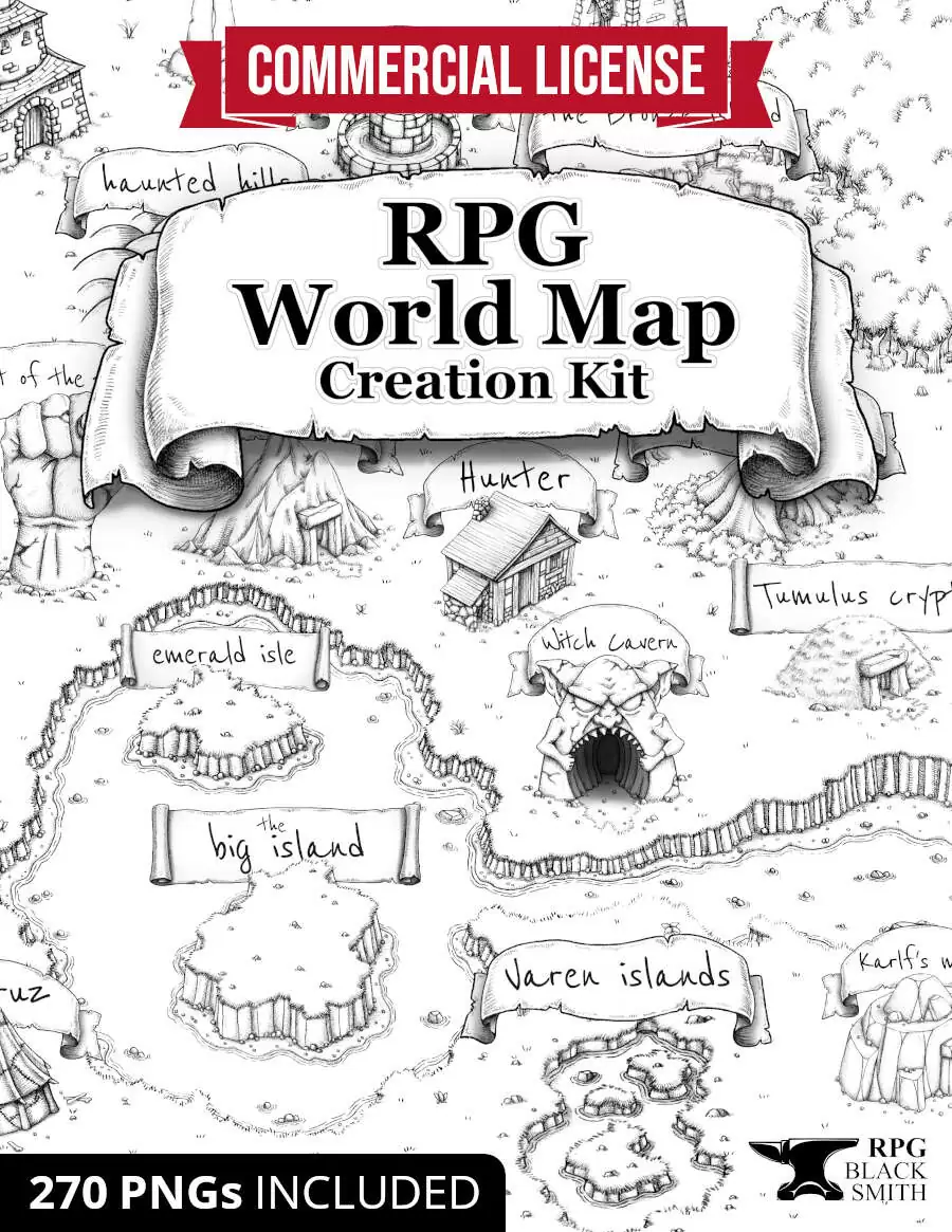 RPG World Map Creation Kit | Commercial License - RPG Blacksmith | DriveThruRPG