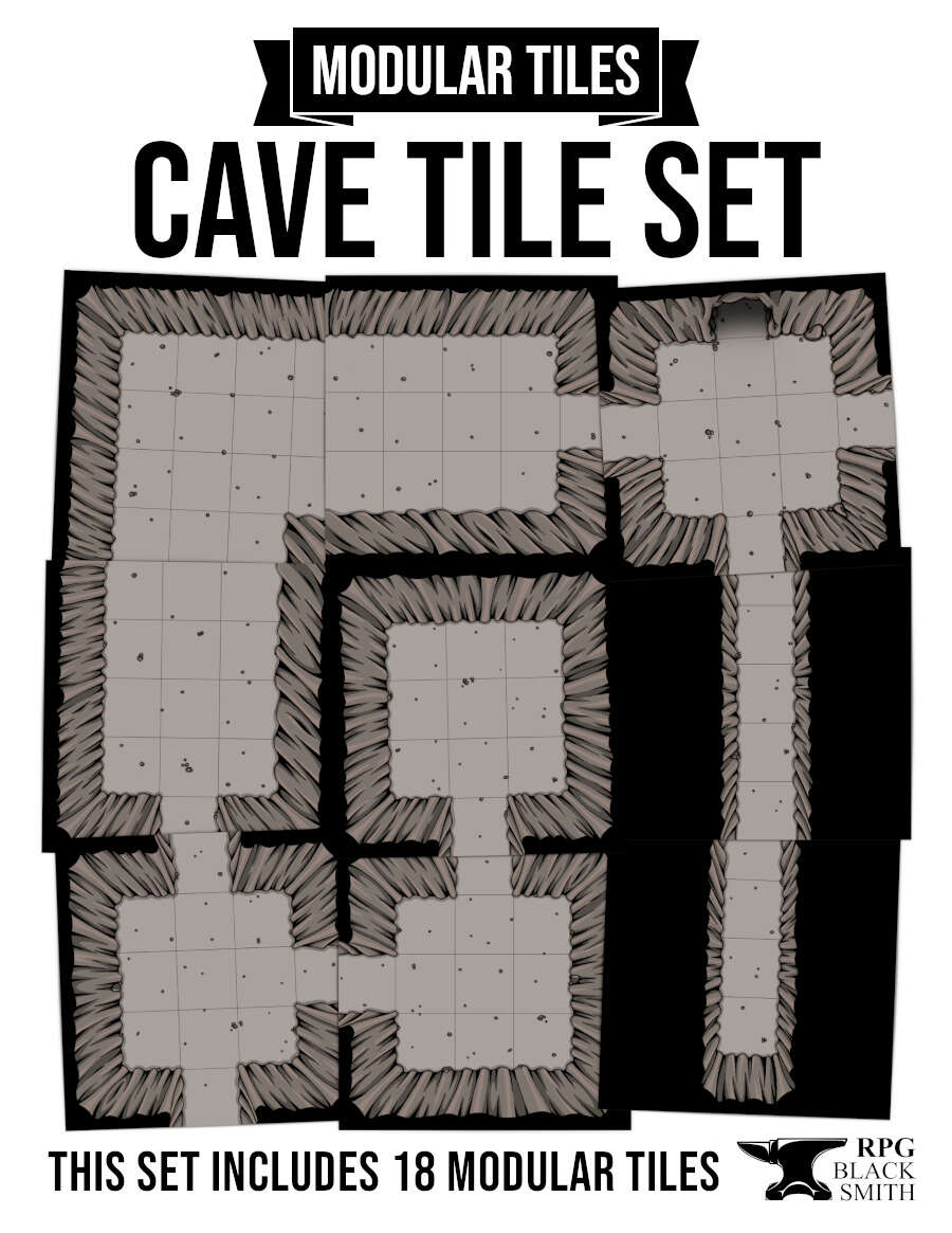Cave Tile Set for tabletop role-playing games - RPG Blacksmith ...
