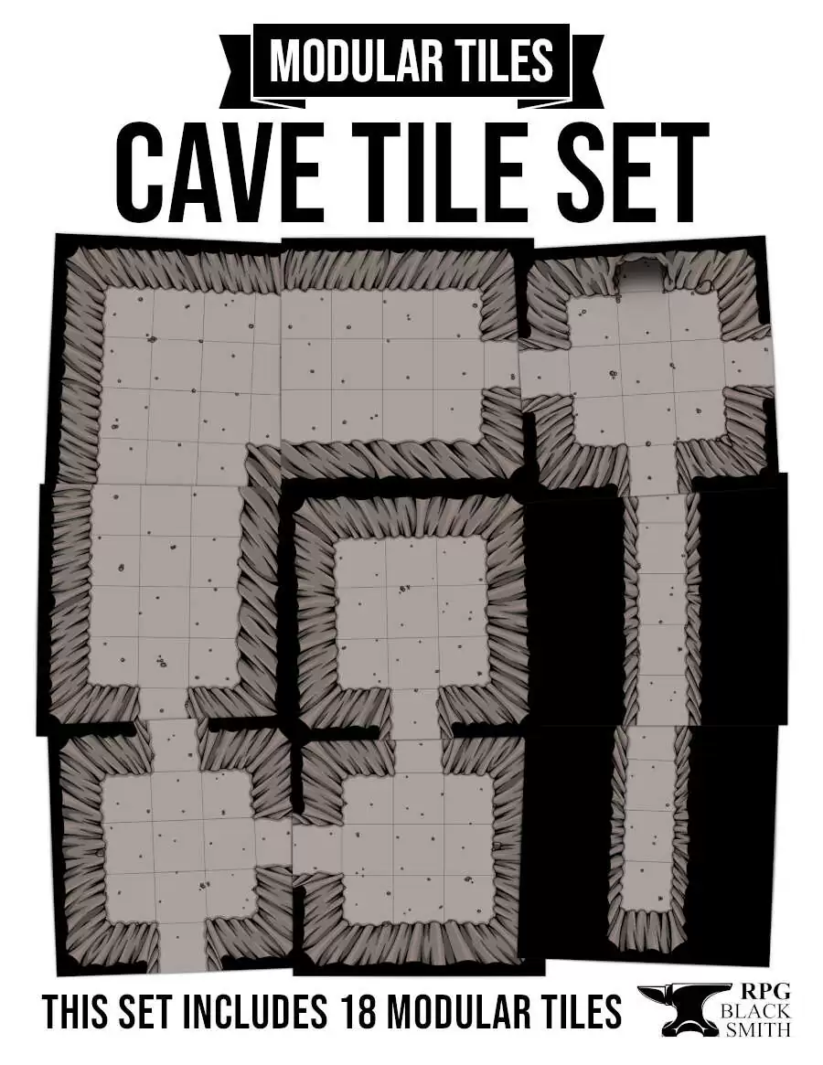Cave Tile Set for tabletop role-playing games - RPG Blacksmith ...