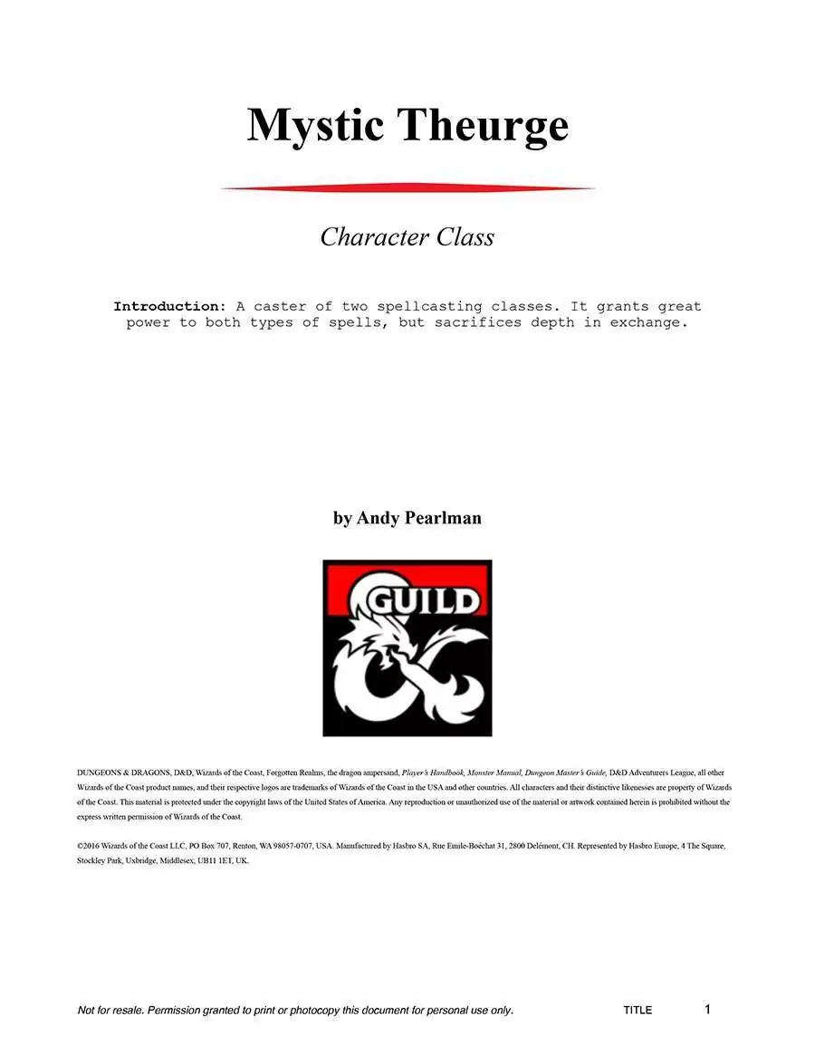 Mystic Theurge Class - Dungeon Masters Guild | DriveThruRPG