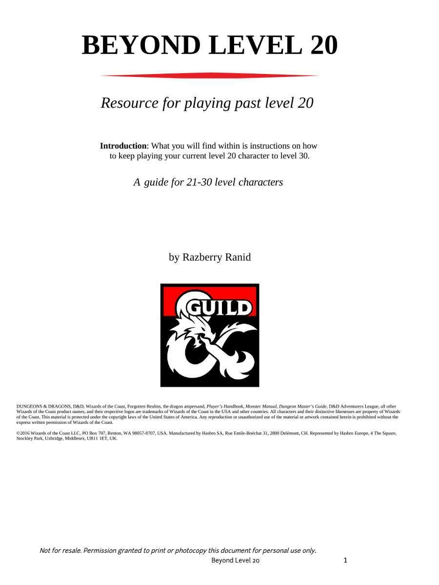 Beyond Level 20 - Dungeon Masters Guild | DriveThruRPG