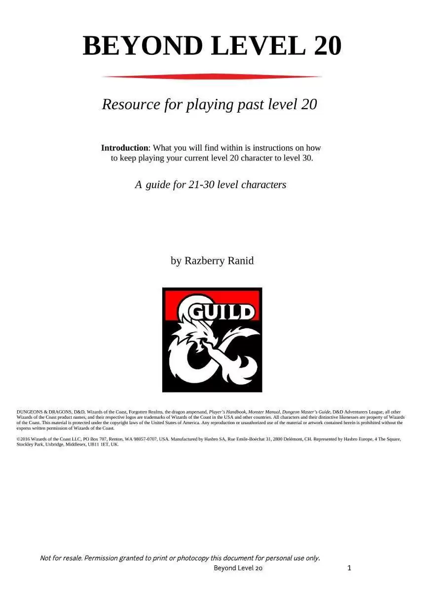 Beyond Level 20 - Dungeon Masters Guild | DriveThruRPG