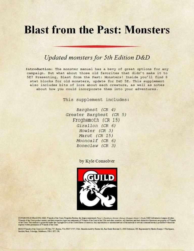 Blast from the Past: Monsters - Dungeon Masters Guild | DriveThruRPG