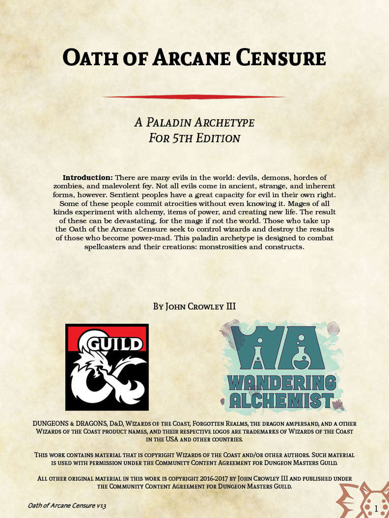 Oath of Arcane Censure - Dungeon Masters Guild | DriveThruRPG