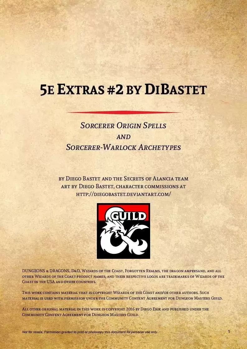 5e Extras by DiBastet #2 - Sorcerer Origin Spells and Sorcerer-Warlock Archetypes - Dungeon ...